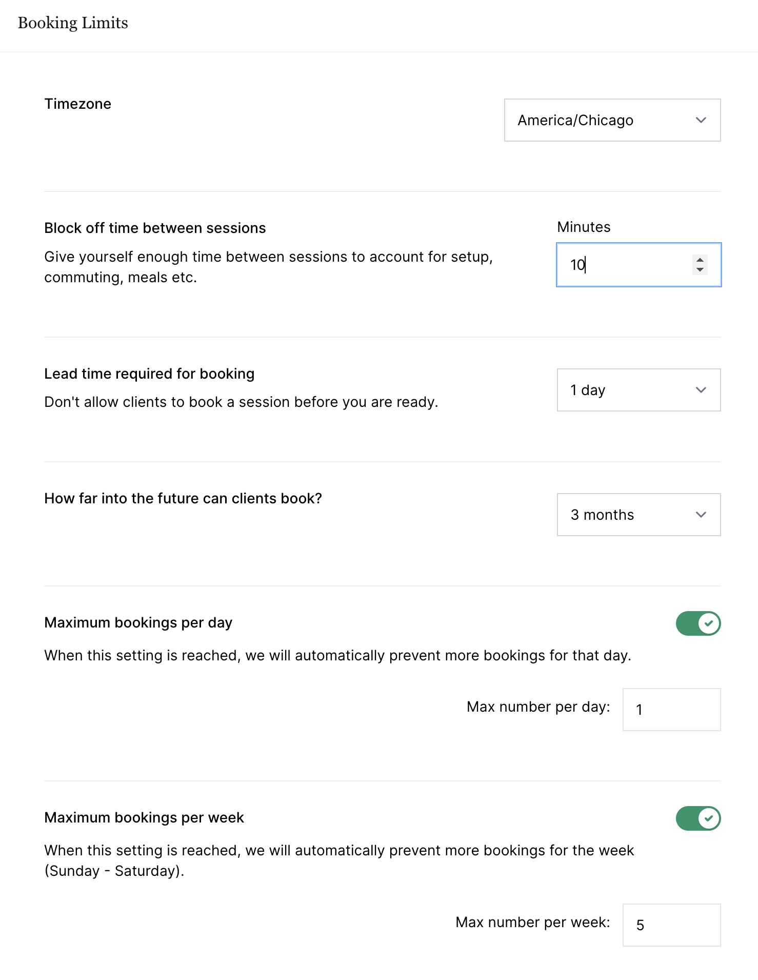 Set your availability – Session Help